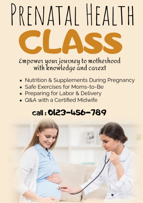 Yellow Modern & Minimal Prenatal Health Class A2 Template | PosterMyWall