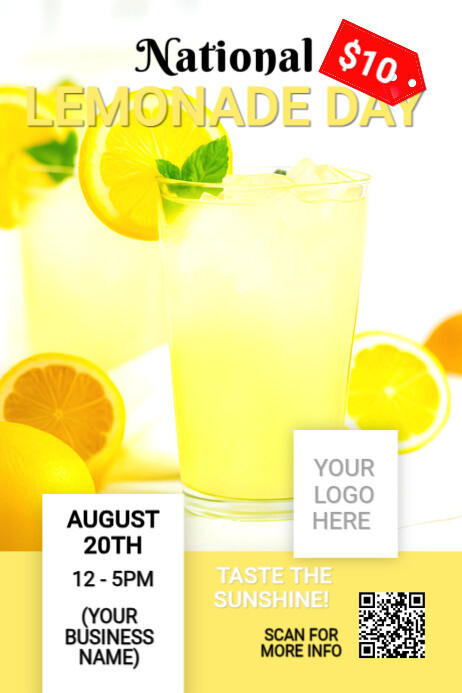 Yellow Modern & Minimal Refreshing Lemonade Day Poster – Bright Summer ...