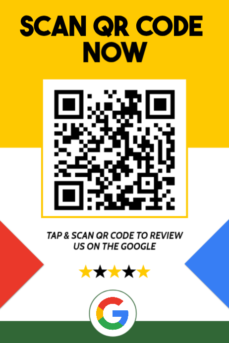 Plantilla de Yellow Modern & Minimal Scan To Review Us On Google Poster ...