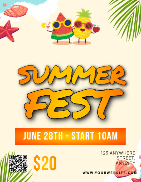 Yellow Modern & Minimal Summer Fest Pamflet (letter As) Template ...