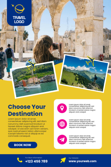 Yellow Modern & Minimal Travel And Tour Poster Flyer Template ...