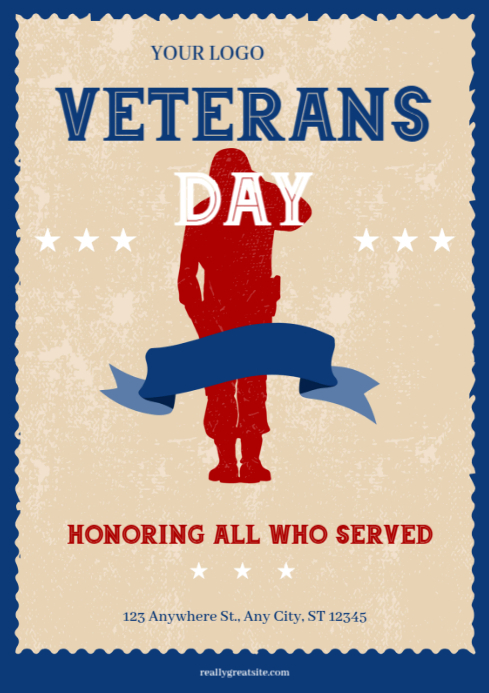 Plantilla de Yellow Modern & Minimal Veterans Day 2025 A4 | PosterMyWall