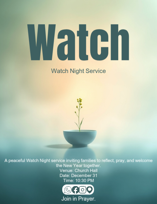 Yellow Modern & Minimal Watch Night Service Template Simple Church New ...