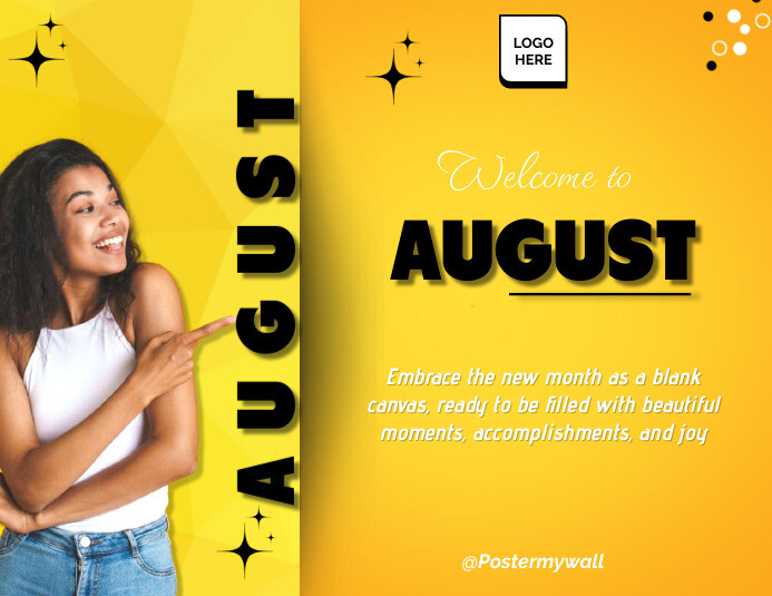 Yellow Modern & Minimal Welcome To August Fly Template | PosterMyWall