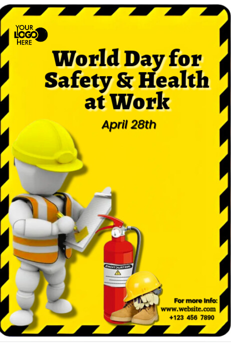 Yellow Modern & Minimal World Day For Safety And Health At Work Poster ...