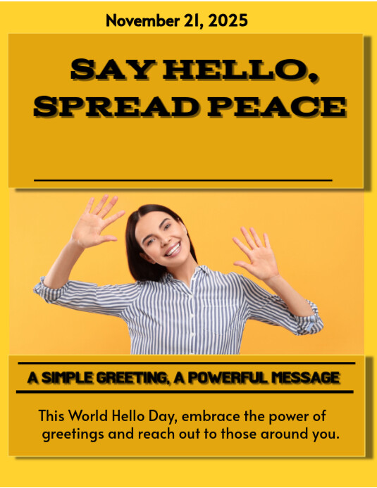 Yellow Modern & Minimal World Hello Day Celebration Template Flyer (us ...