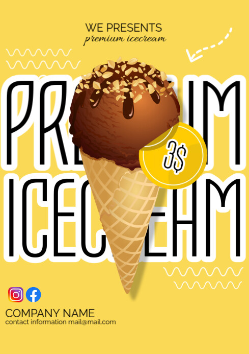 Yellow Modern & Minimal Yellow And Bright Icecream A4 Template ...