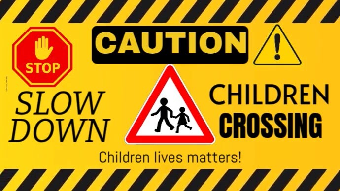 Yellow Modern & Minimal Caution, Children Crossing Sign Youtube ...