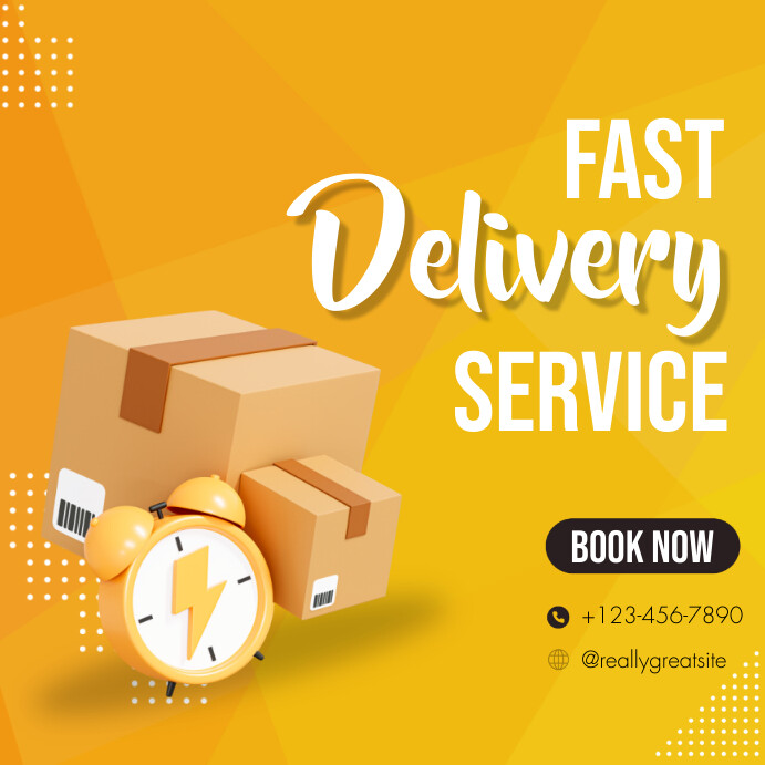 Yellow Modern 3D Illustrated Delivery Service Template | PosterMyWall