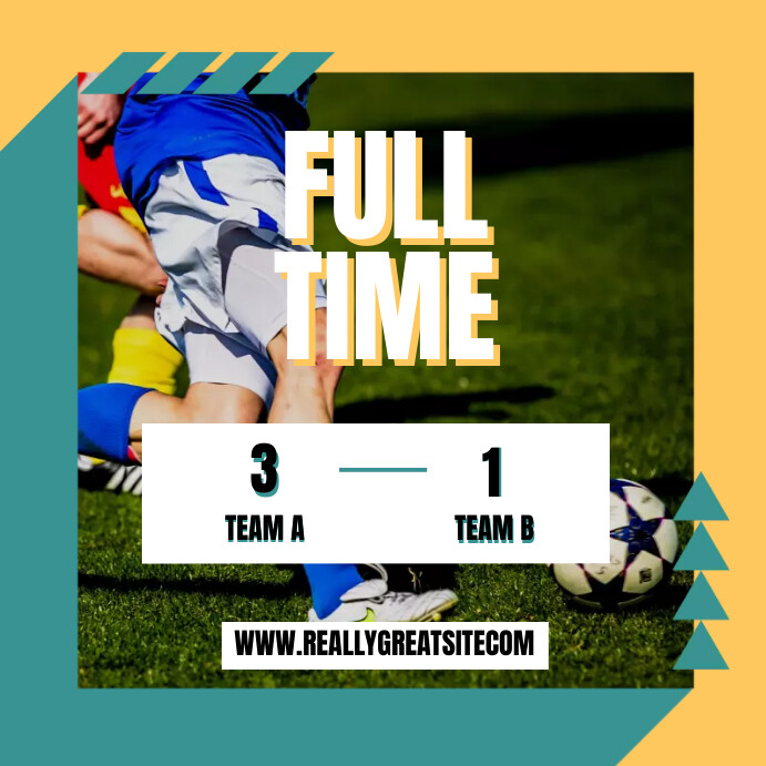 Yellow Modern Football Score Instagram Post Template | PosterMyWall