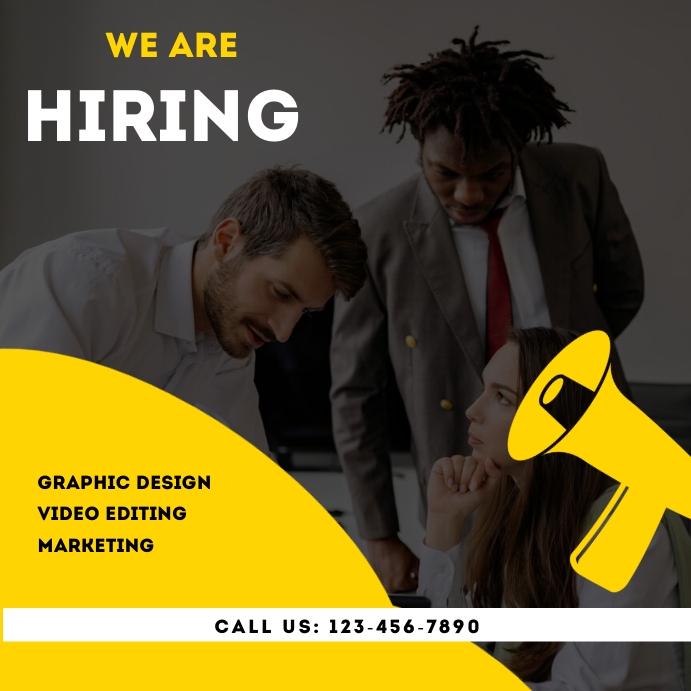 Yellow Modern We Are Hiring Instagram Post Template | PosterMyWall