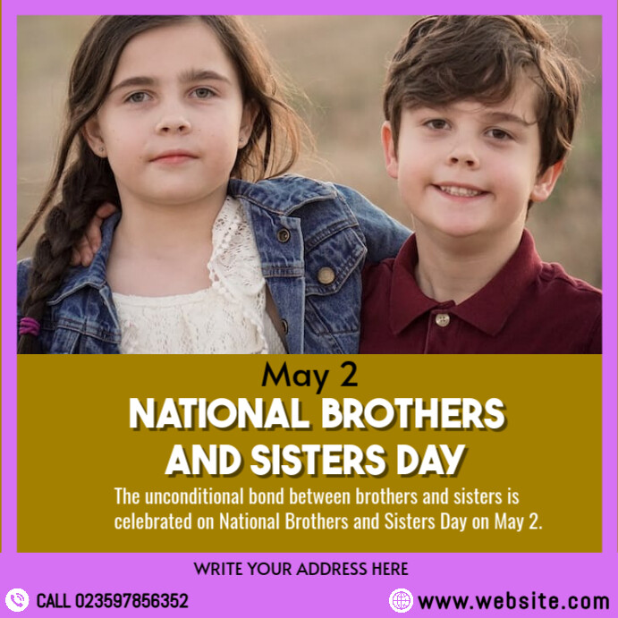 Modèle Yellow National Brother And Sister Day Instagram Post | PosterMyWall
