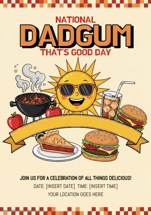 Yellow National Dadgum Day Celebration A4 Template | PosterMyWall