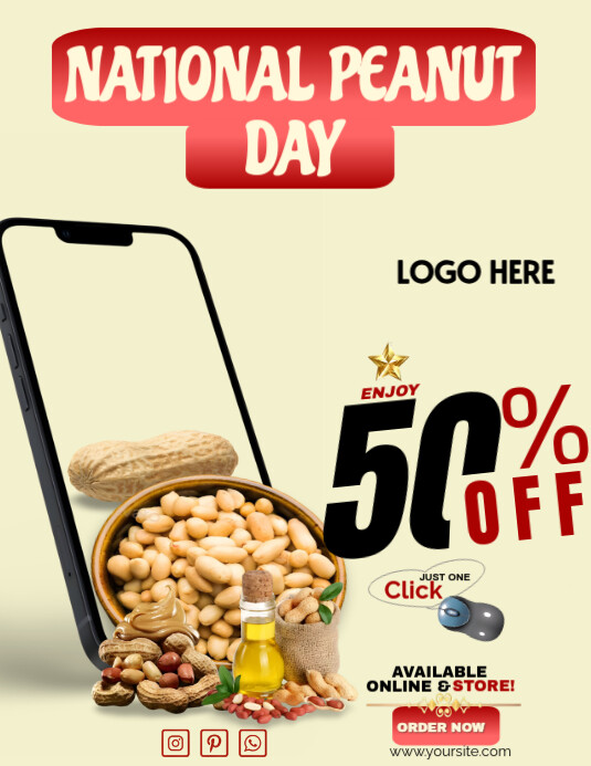 Copy of Yellow National Peanut Day Flyer (us Letter) | PosterMyWall