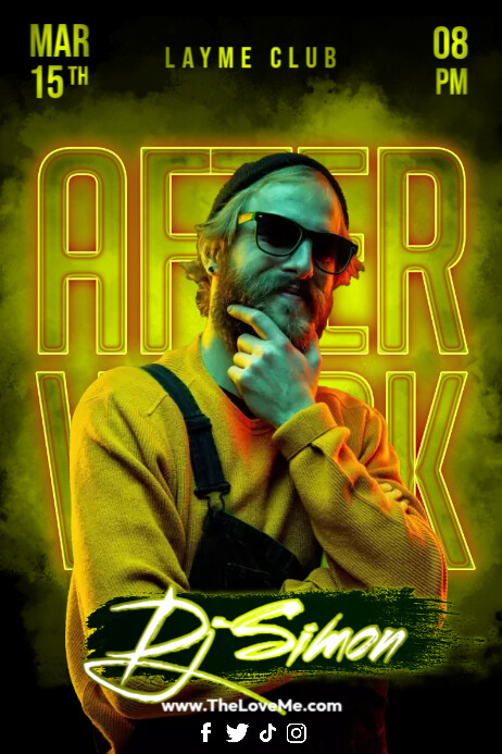 Yellow Neon Party Poster Template | PosterMyWall