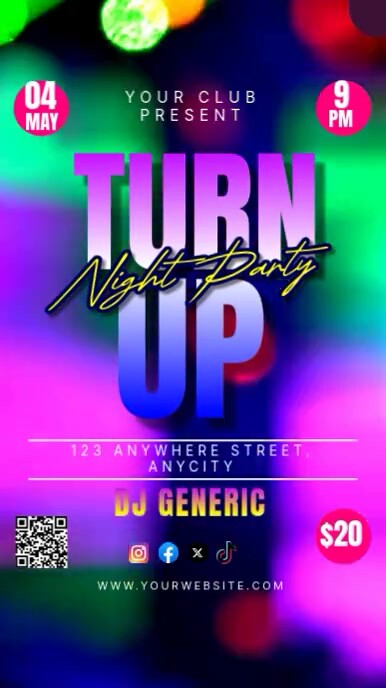 Plantilla de Yellow Neon Turn Up Party Reel Instagram | PosterMyWall