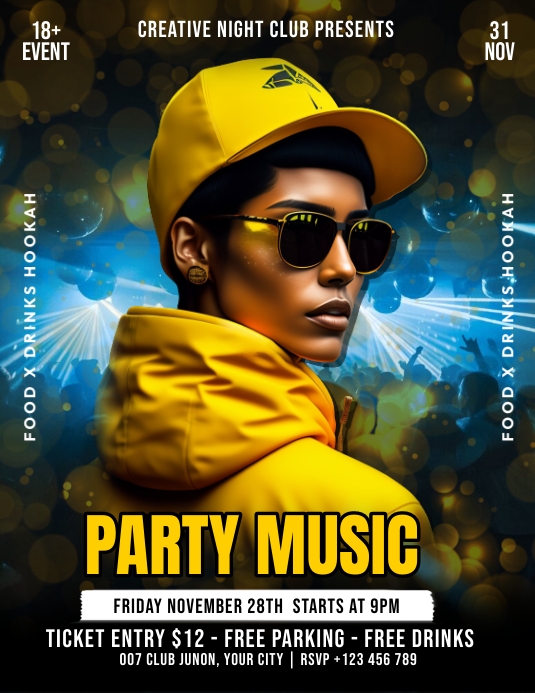Copy of Yellow Night Party Event | PosterMyWall