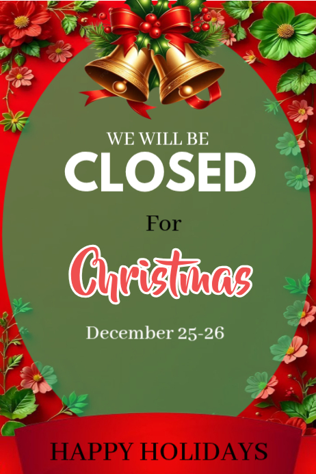 Yellow Notice Of Closure For Christmas Break Poster Template | PosterMyWall