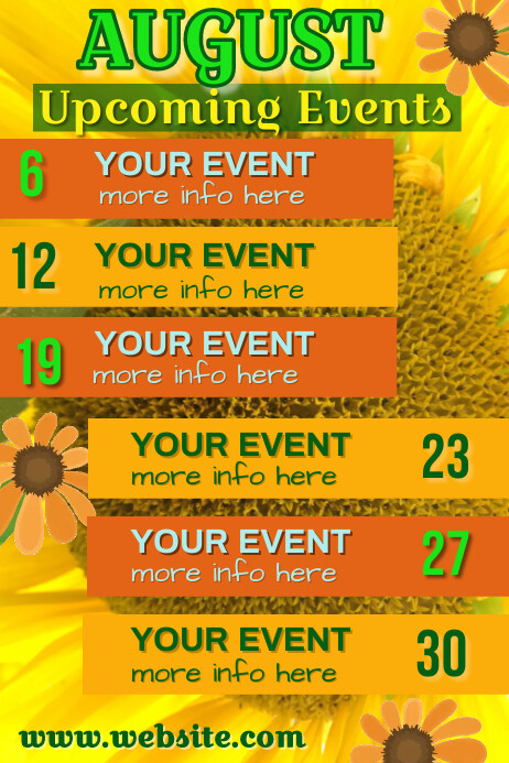 Copy of Yellow Orange Sunflowers August Events Poster | PosterMyWall