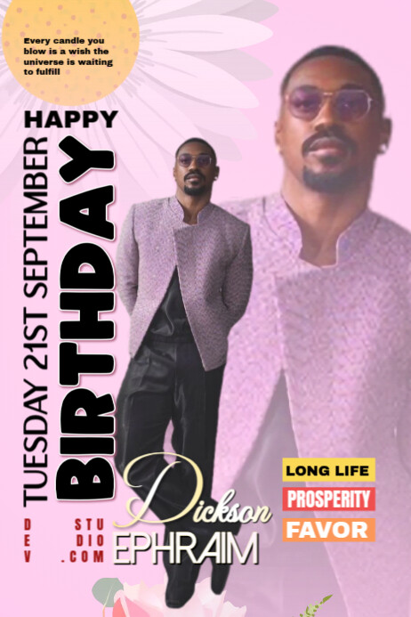 Yellow Pastel Bold Birthday Poster Template | PosterMyWall
