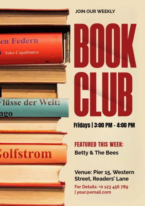 Copy of Yellow Pastel Book Club A4 | PosterMyWall