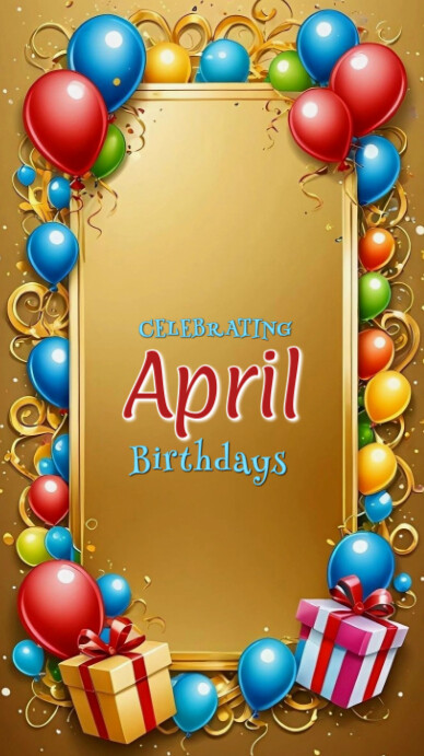 Yellow Pastel Celebrating April Birthdays Whatsapp Status Template ...