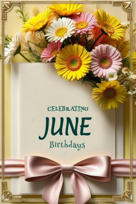 Plantilla de Yellow Pastel Celebrating June Birthdays Banner 4' × 6 ...