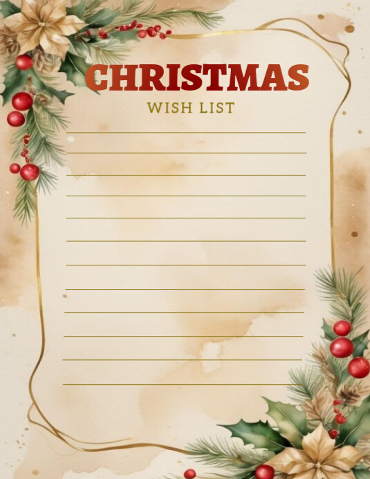 Yellow Pastel Christmas Wish List Flyer (us Letter) Template | PosterMyWall