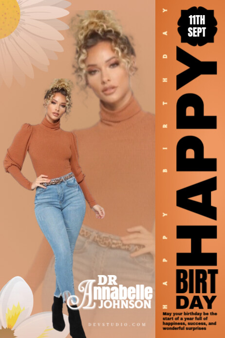 Yellow Pastel Elegant Birthday Poster Template | PosterMyWall