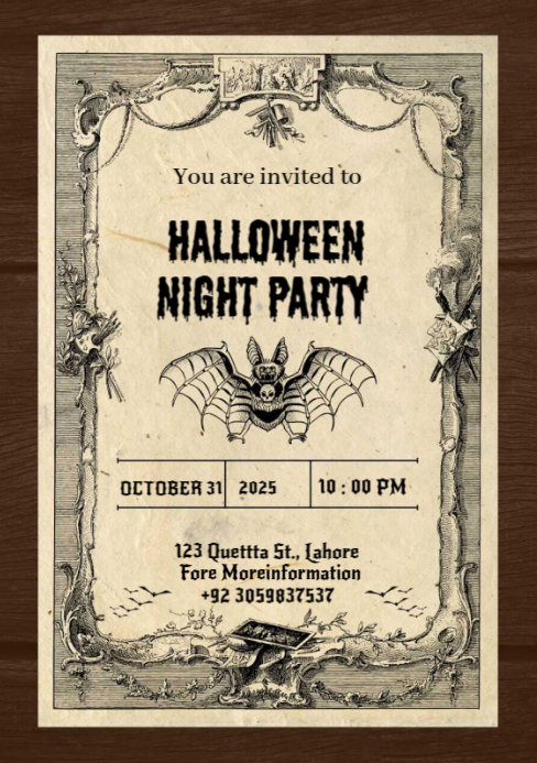 Yellow Pastel Halloween Day 31 October Night Party A5 Template ...