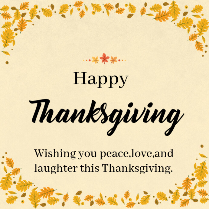 Yellow Pastel Happy Thanksgiving Day Flyers Instagram Post Template ...