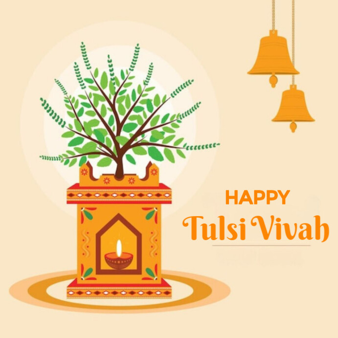 Yellow Pastel Happy Tulsi Vivah Instagram Post Template | PosterMyWall