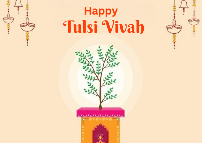Yellow Pastel Happy Tulsi Vivah Postcard Template | PosterMyWall