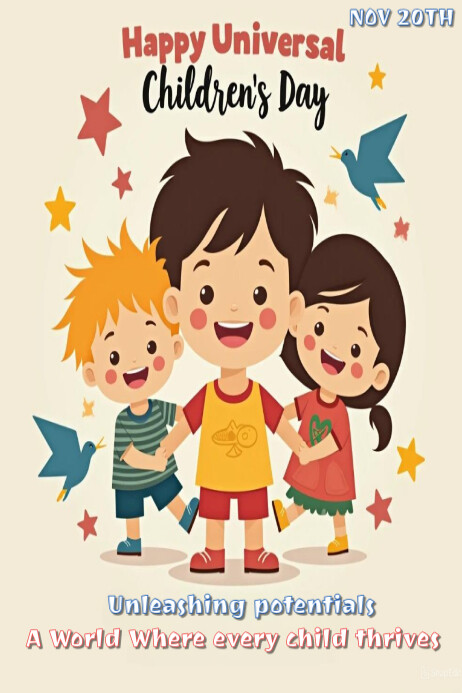 Copy of Yellow Pastel Happy Universal Children's Day Poster | PosterMyWall