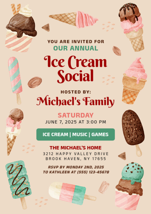 Plantilla de Yellow Pastel Ice Cream Social A4 | PosterMyWall