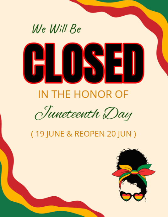 Yellow Pastel Juneteenth Day Closed Template Flyer (us Letter ...