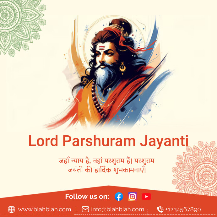 Yellow Pastel Lord Parshuram Jayanti Instagra Template | PosterMyWall