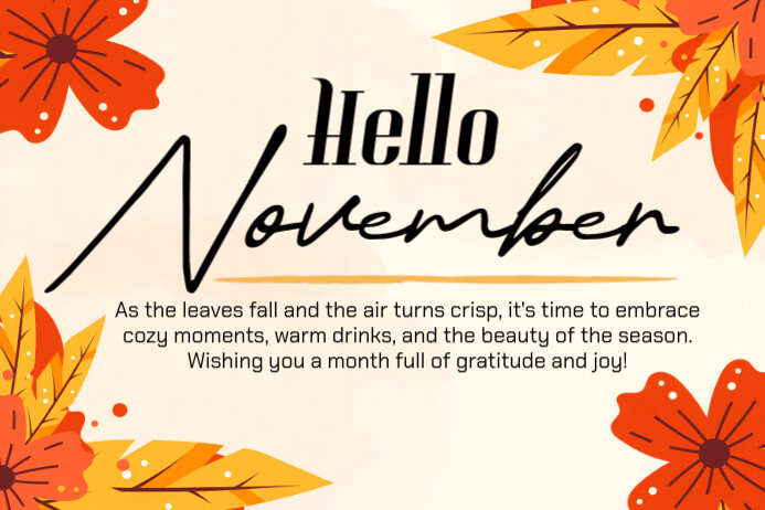 Yellow Pastel November Greeting Cards Poster Template | PosterMyWall
