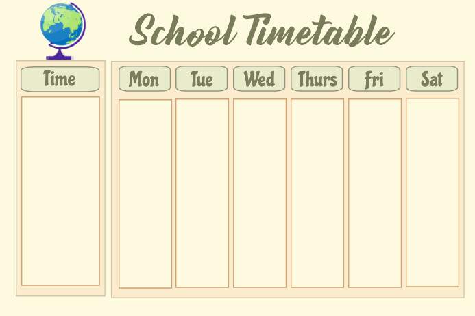 Yellow Pastel Simple School Timetable Poster เทมเพลต | PosterMyWall