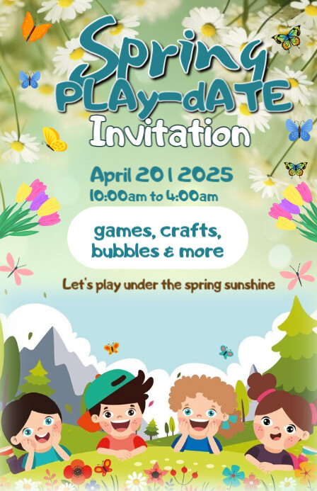 Copy of Yellow Pastel Spring Play Date Invitation Tabloid | PosterMyWall