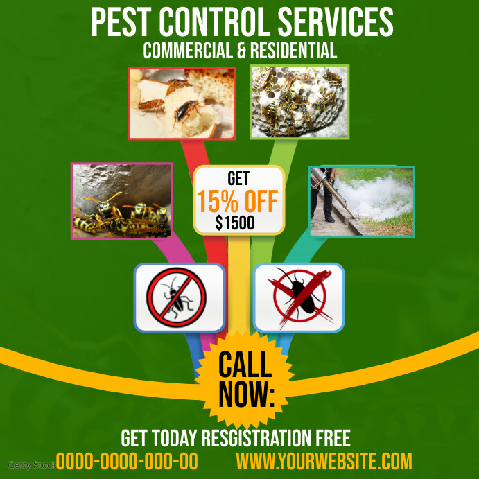 Yellow Pest Control Flyer Instagram Post Template | PosterMyWall