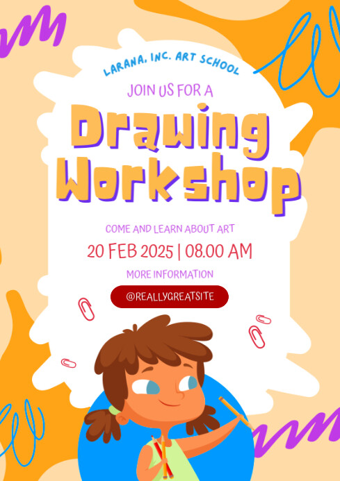 Copy of YELLOW plaffull illustrative drawing workshop | PosterMyWall