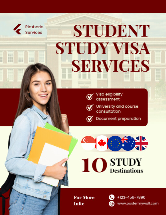 Yellow Profesional Student Study Visa Services Pamflet (letter As ...