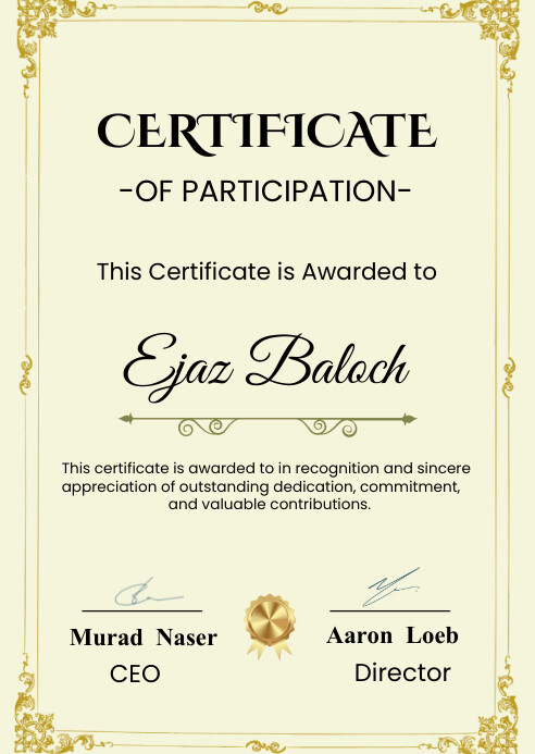 Plantilla de Yellow Professional Award Certificate Of Appr | PosterMyWall