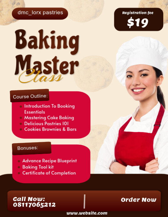 Yellow Professional Baking Masterclass Flyer (us Letter) Template ...