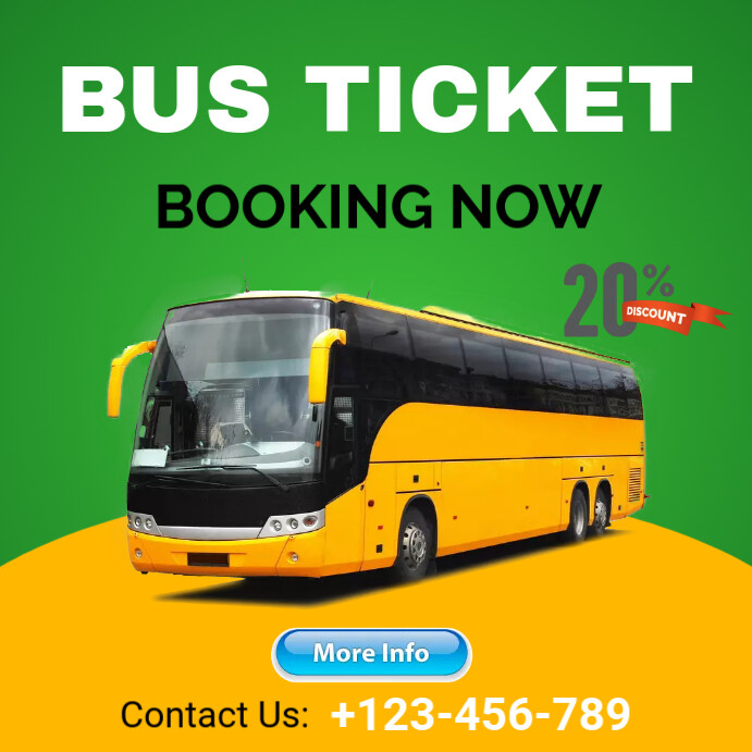Yellow Professional Bus Tickets Booking Instagram Post Template ...
