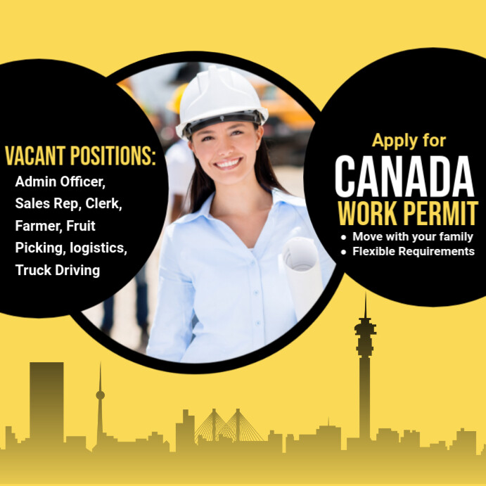 Yellow Professional Canada Work Permit Instagram Post Template ...