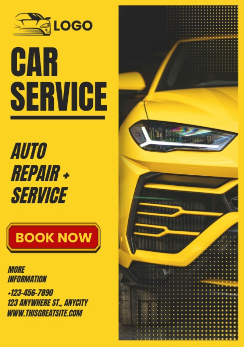 Yellow Professional Car Service A4 Template | PosterMyWall