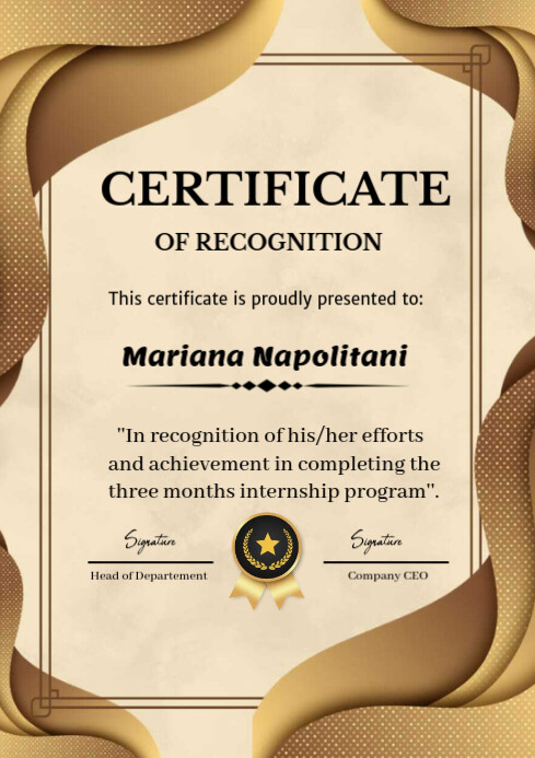 Yellow Professional Certificate Background A4 Template | PosterMyWall