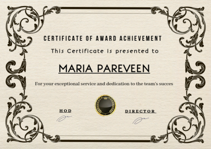 Yellow Professional Certificate Of Achievement Award Templates A2 ...